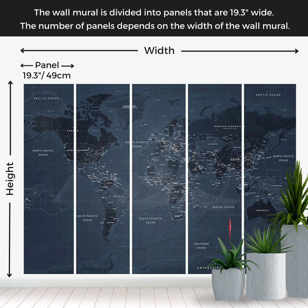 Peel & Stick Map Wall Mural - Contemporary Loft World Map – Tiptophomedecor