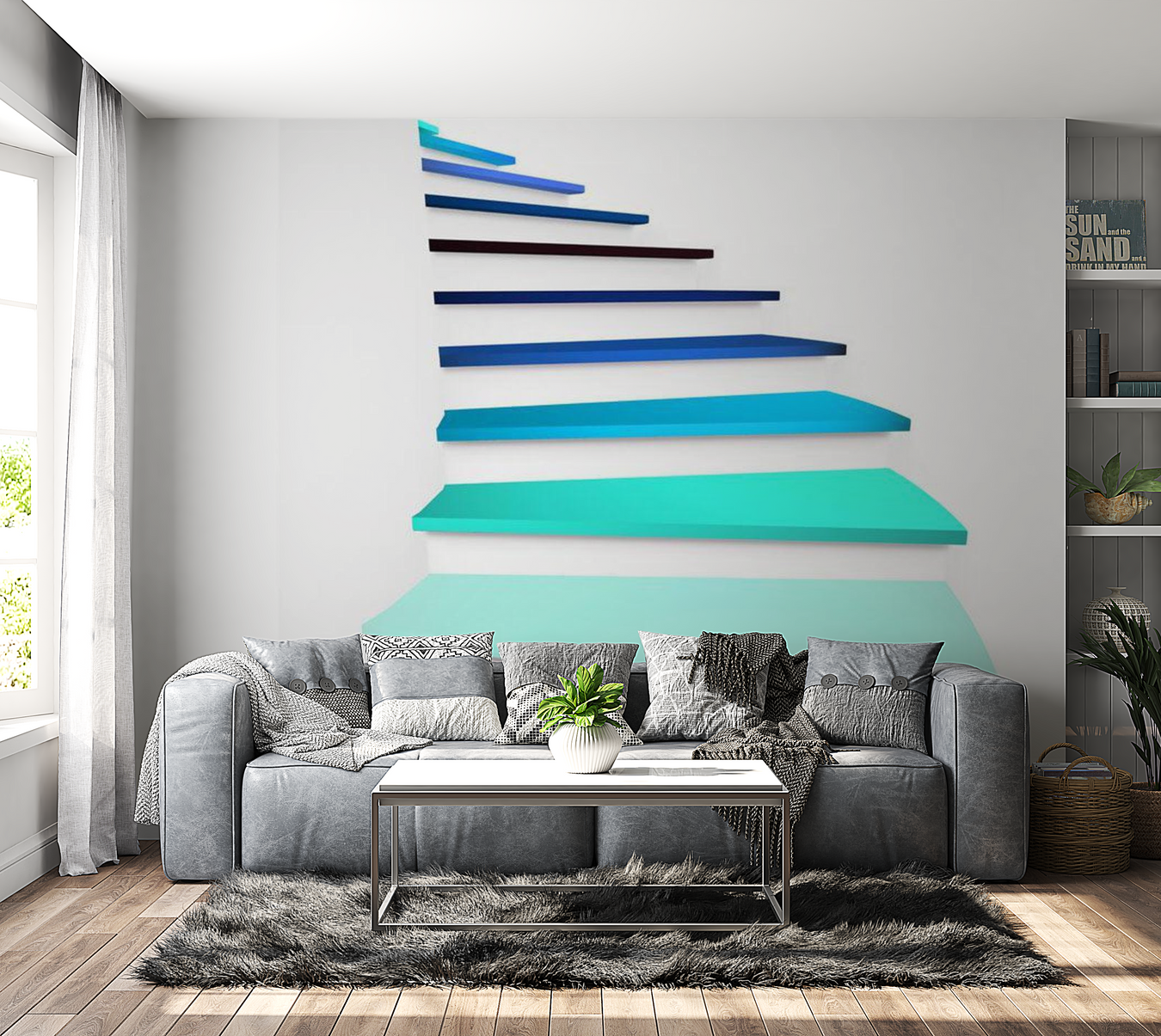 Americana Wallpaper Wall Mural - USA Map, Flag & Statue – Tiptophomedecor