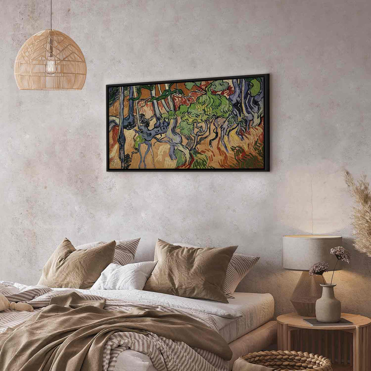 Floating Framed Canvas Art - Tree roots - Vincent Van Gogh ...