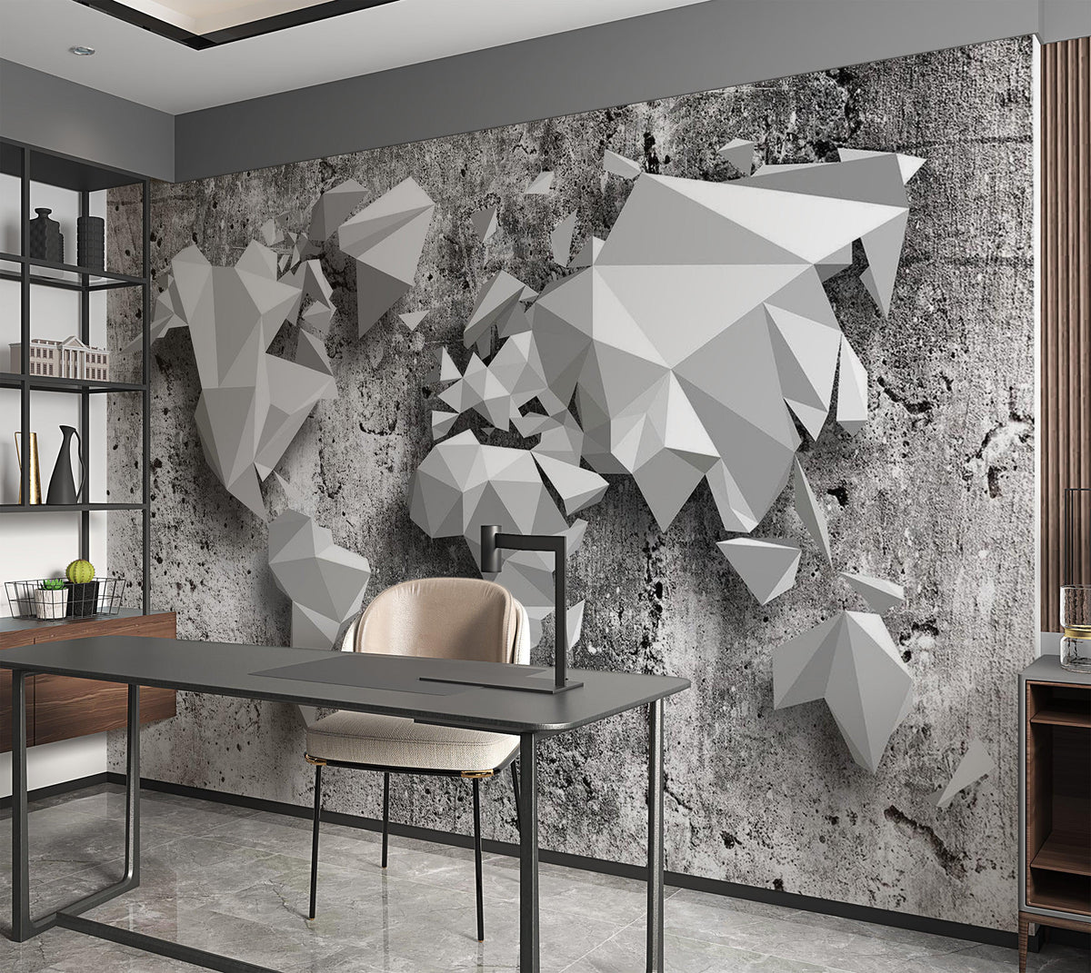 World Map Wallpaper Wall Mural - Origami Map – Tiptophomedecor