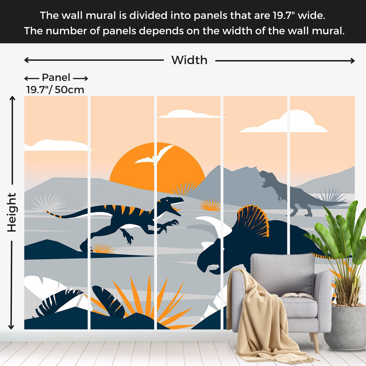 Kids Wallpaper Wall Mural - Abstract Dinosaurs Landscape – Tiptophomedecor