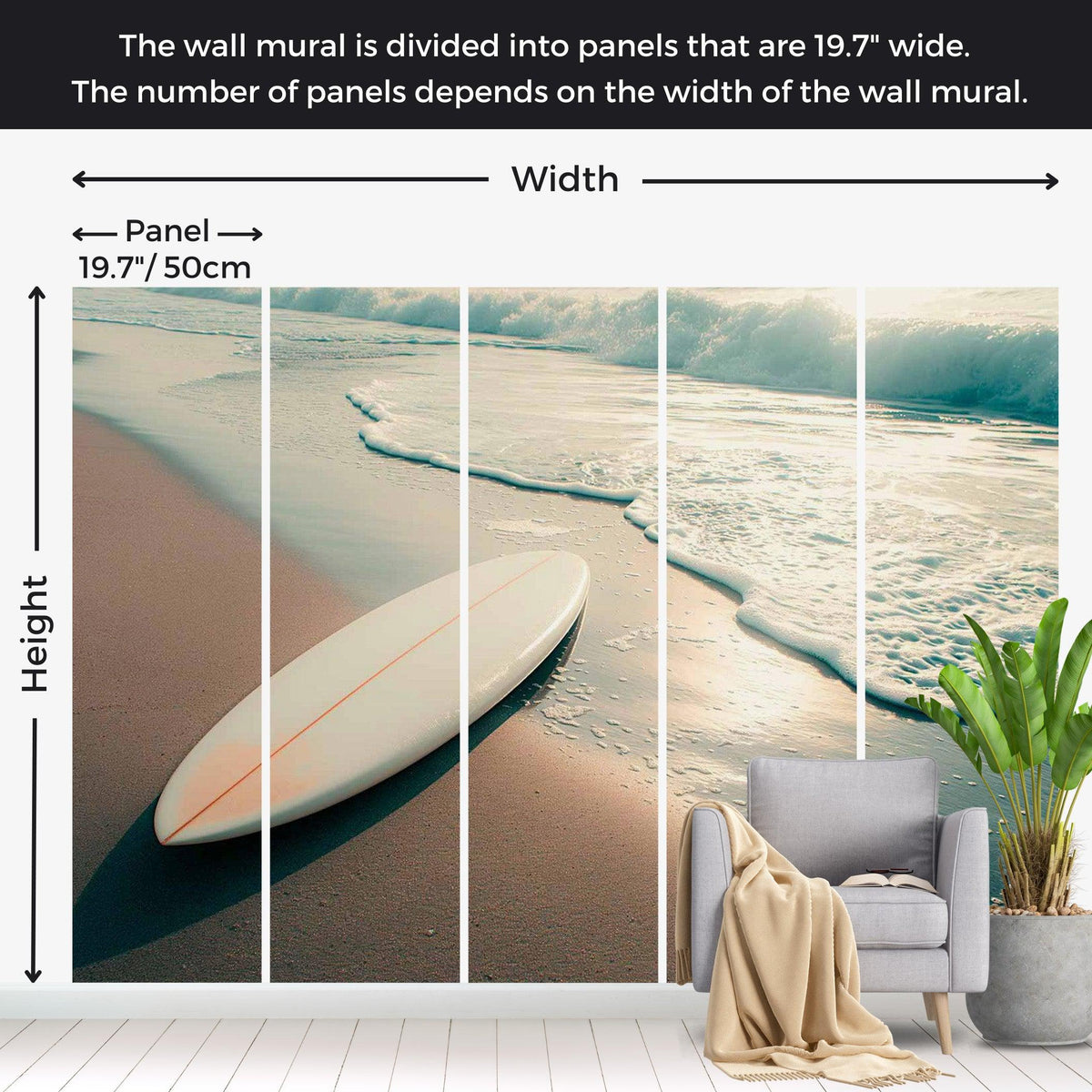 Beach Wallpaper Wall Mural - Washed Up Surfboard – Tiptophomedecor