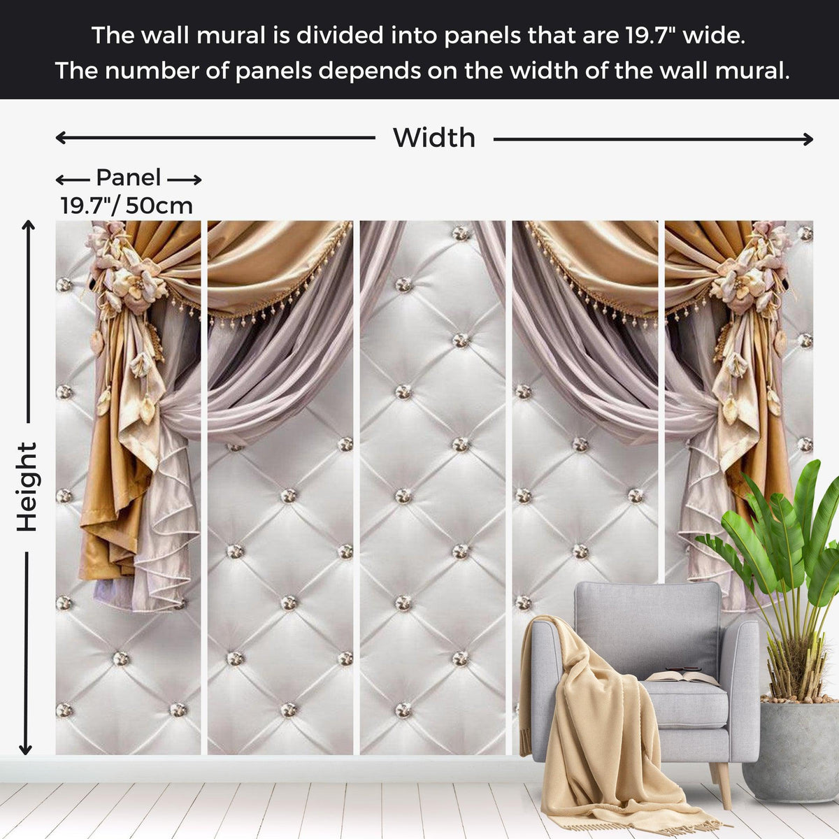 Glam Wallpaper Wall Mural - Curtain Of Luxury – Tiptophomedecor