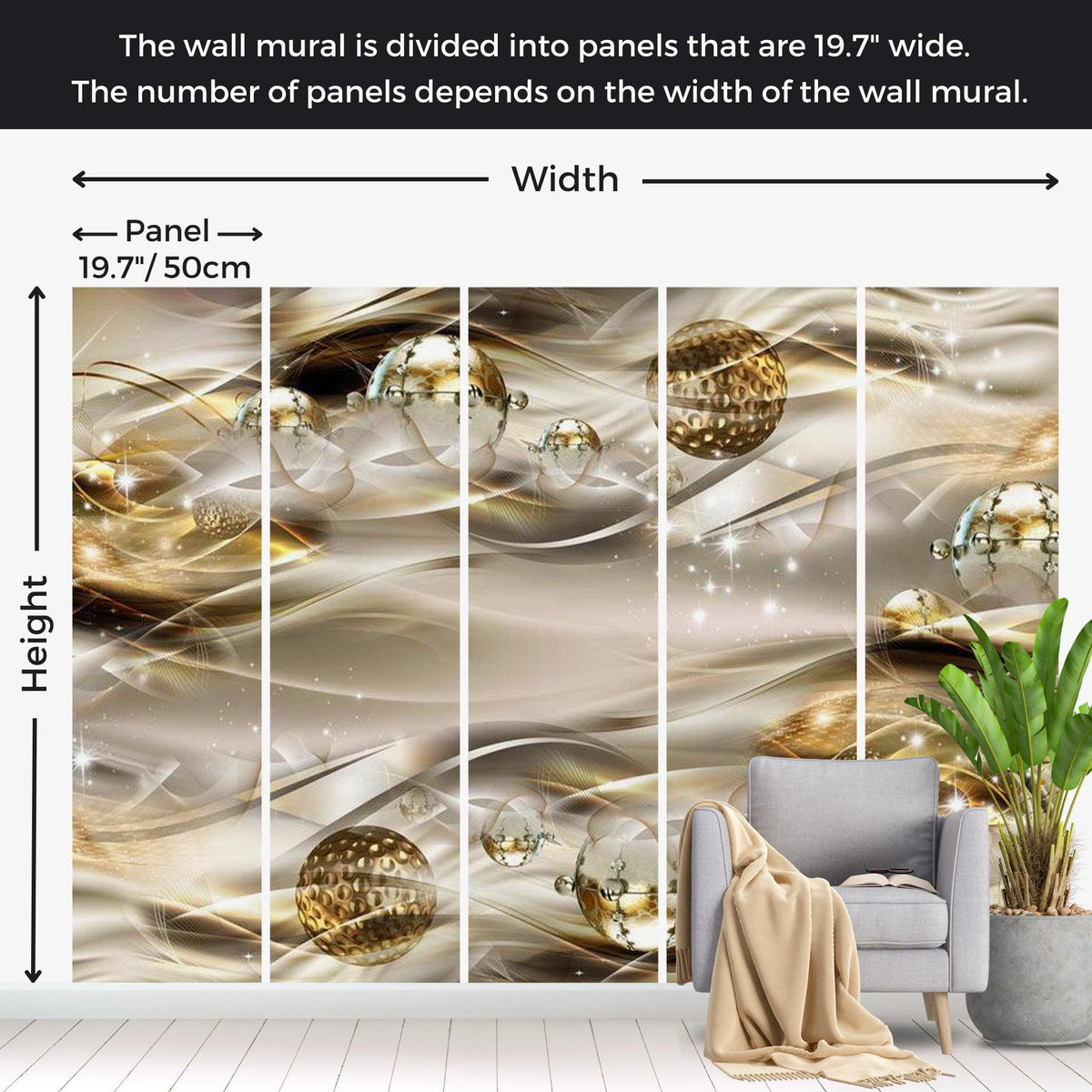 Glam Wallpaper Wall Mural - Golden Nebula – Tiptophomedecor