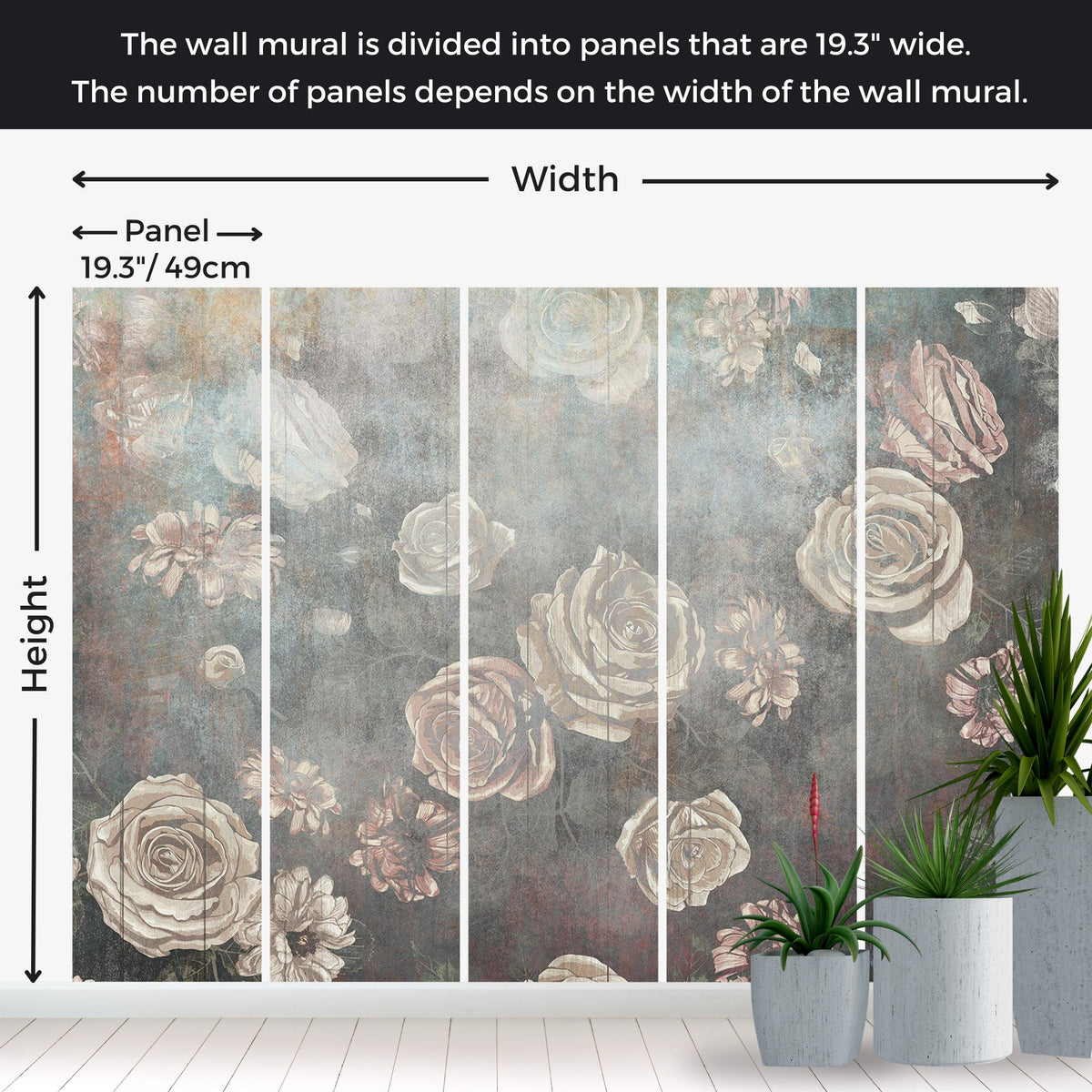 Peel & Stick Floral Wall Mural - Misty Roses – Tiptophomedecor