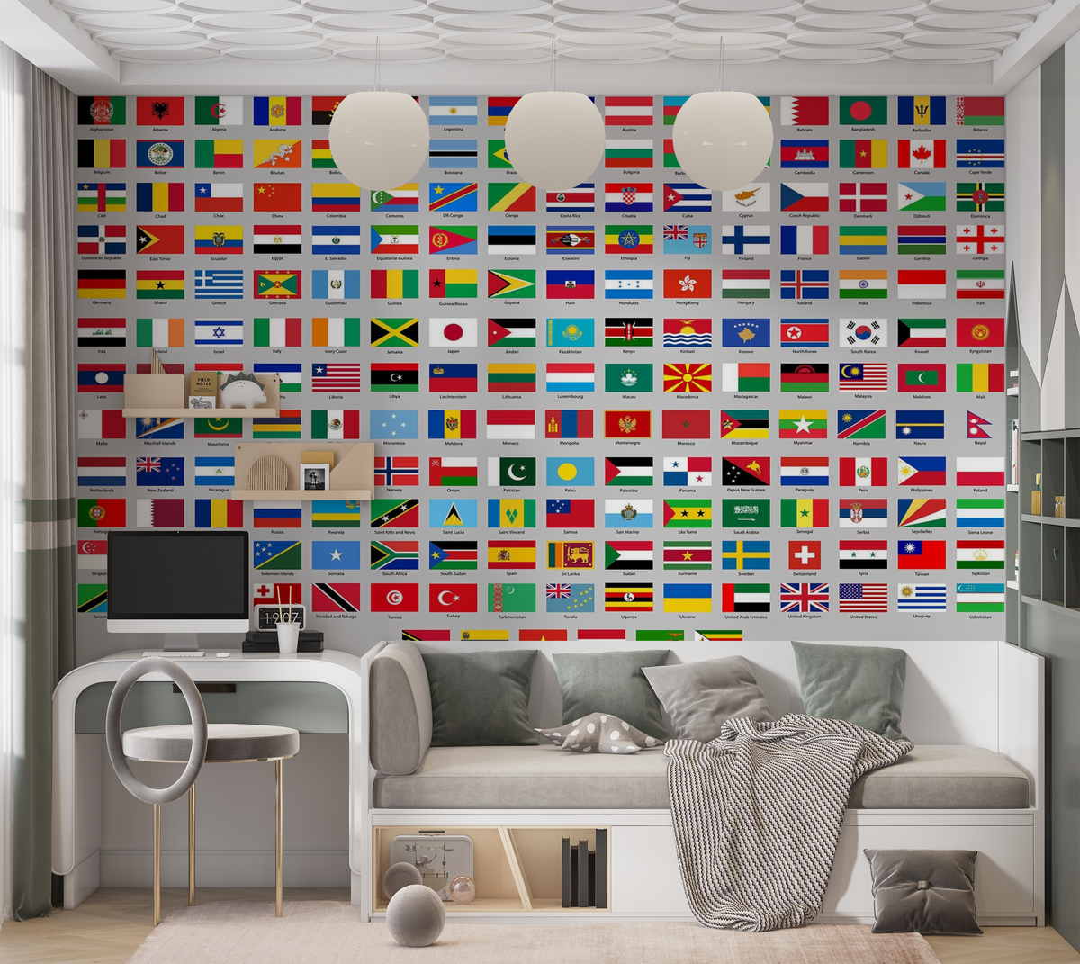 World Flags Collection Wallpaper Mural - Removable Traditional ...