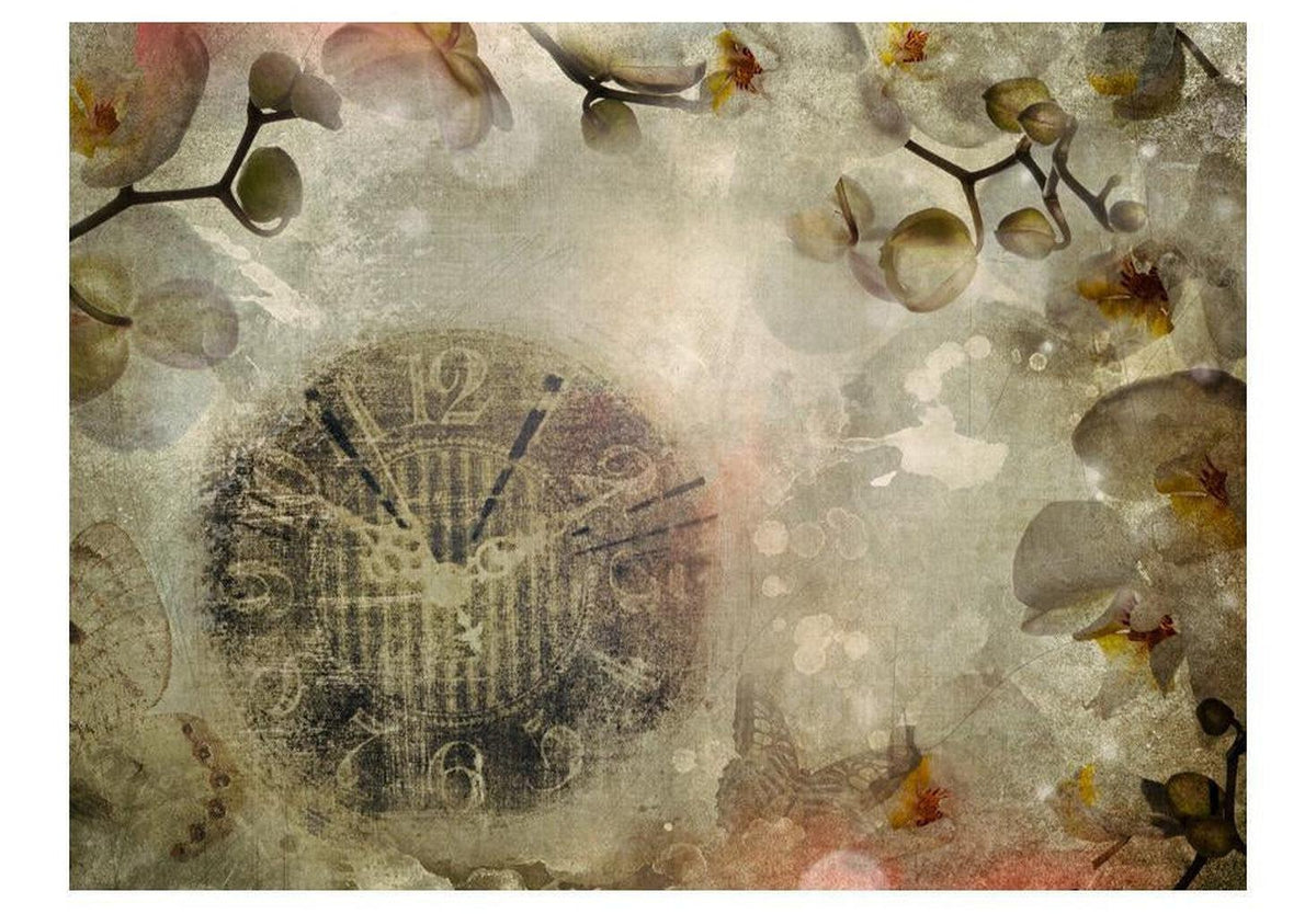 Floral Wallpaper Wall Mural - Clock Vintage – Tiptophomedecor