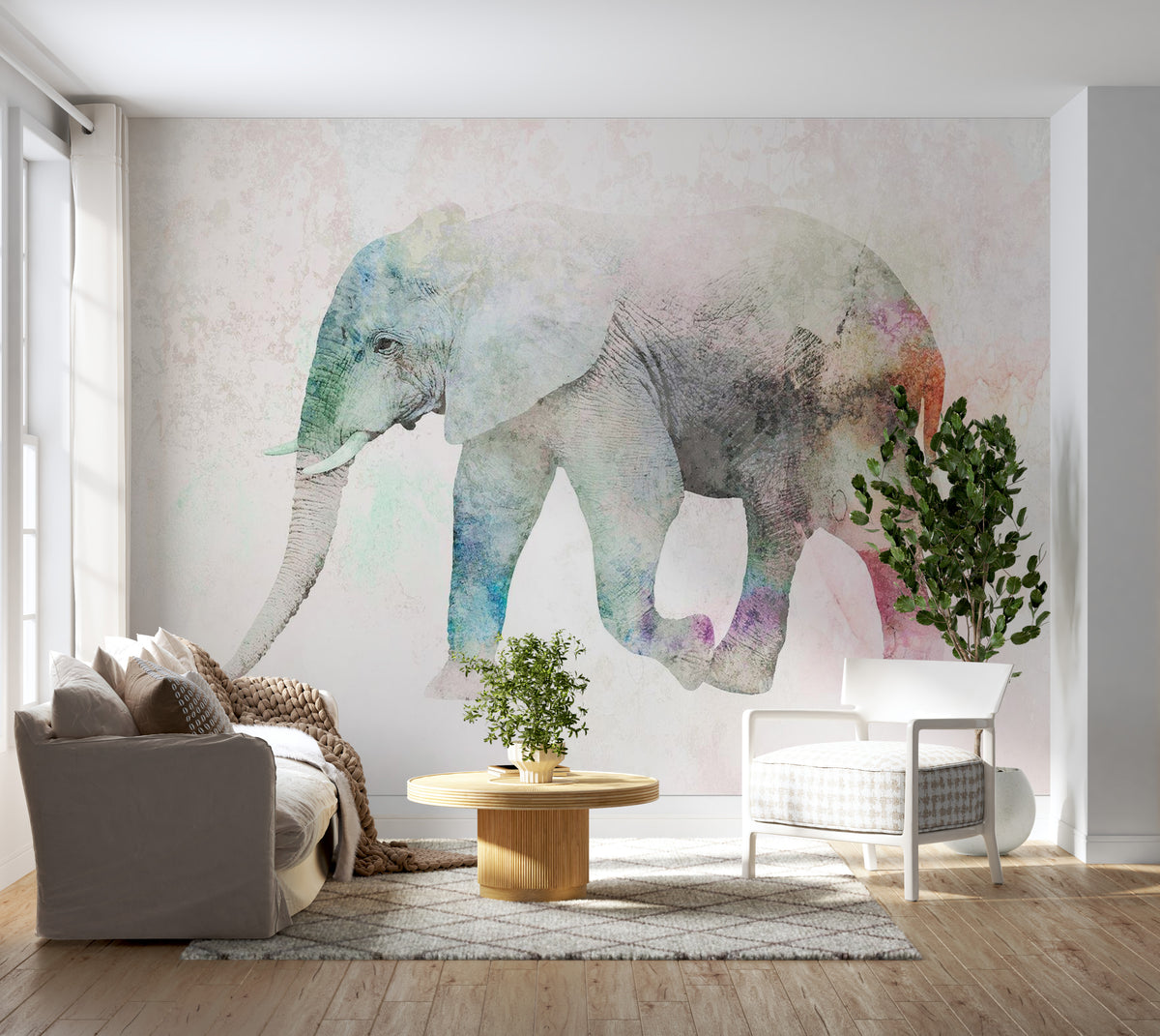 Peel & Stick Animal Wall Mural - Elephant - Removable Wall Decals ...